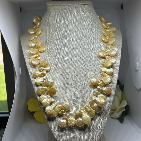 Jewelry | 12mm Beige Color Cultured Freshwater Dancing Pearl Necklace ...